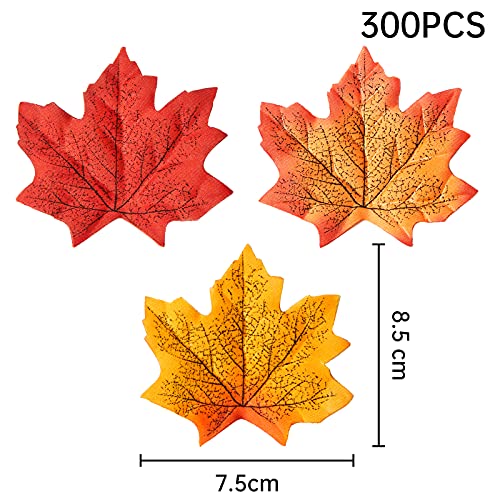 REDSTAR Artificial Autumn Leaves - 300pc Fake Maple Leaves Fall ...