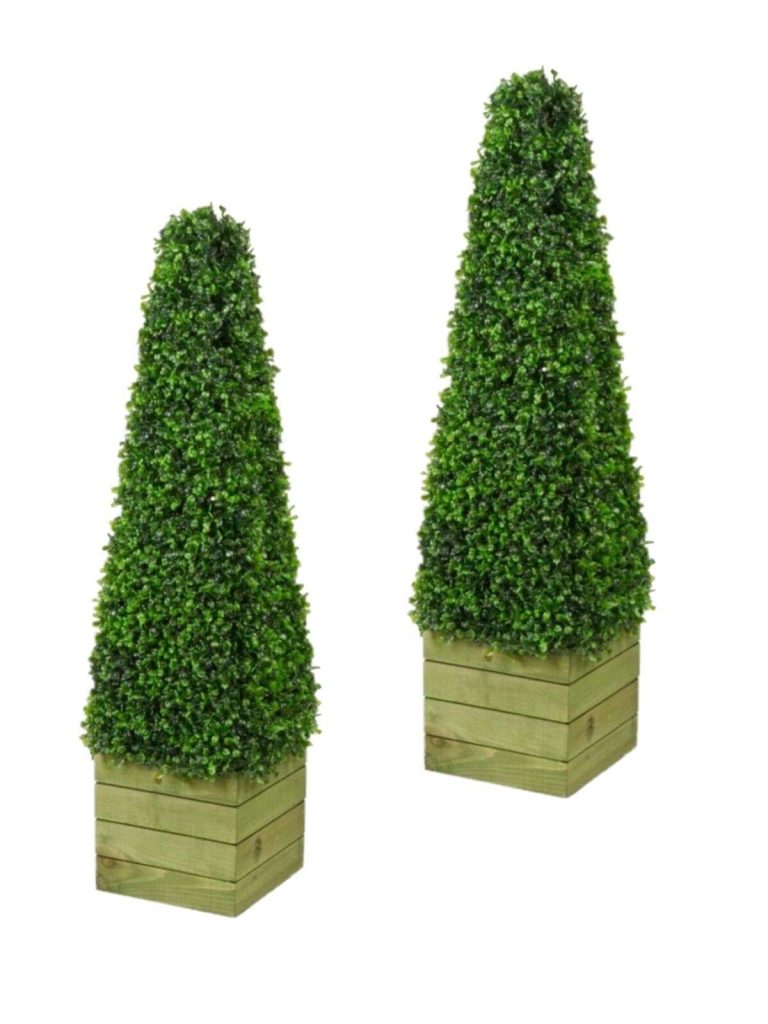 Abaseen Pair of 3ft Pyramid Cones Indoor Outdoor artificial trees ...